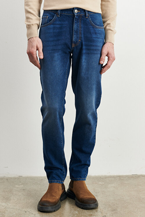 Comfort Fit Rahat Kesim %100 Pamuk Jean Kot Mavi Denim Pantolon ...